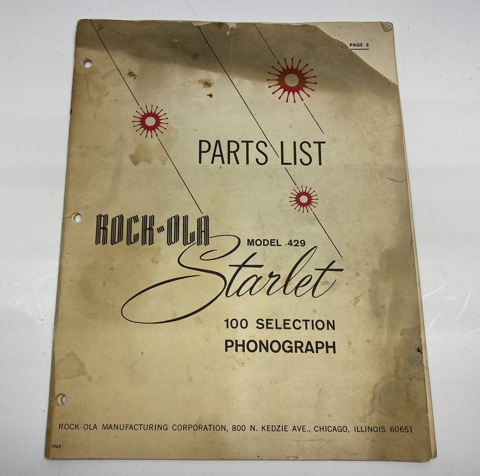 Rock-Ola 429 Starlet Parts List – QuarterArcade.com